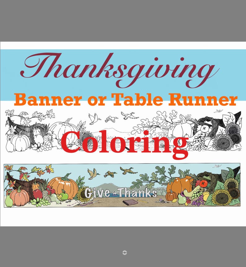 Thanksgiving Coloring Banner or Table Decor, 4 Pg Digital Download ...