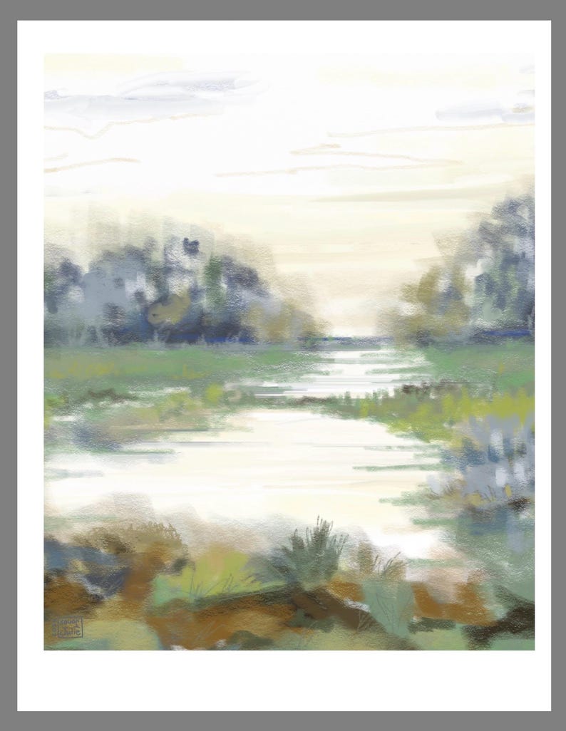 Pastel River High Resolution Digital Download Art. Square and Portrait ...