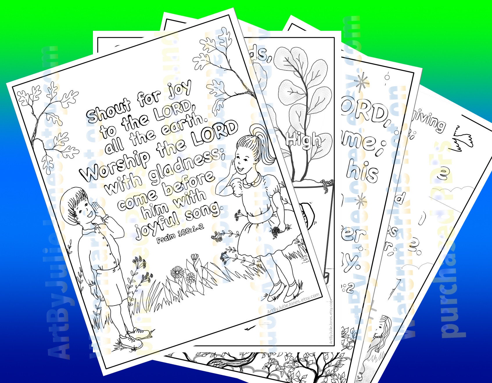 Bible Verse Coloring Bundle VBS Retro Style Sunday School Activity, NIV ...