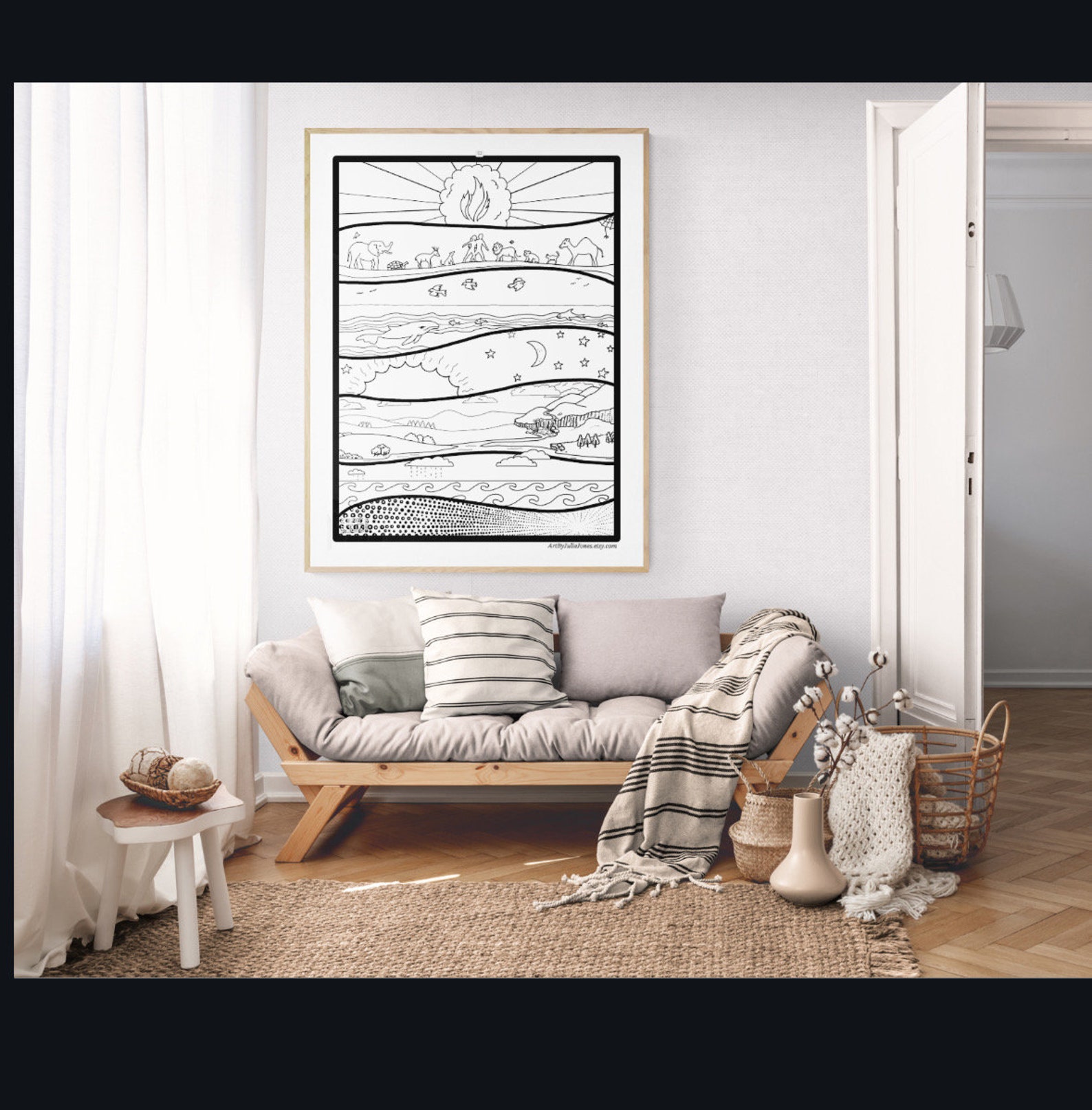 The Seven Days of Creation POSTER or COLORING PAGE, High Resolulution 7 ...