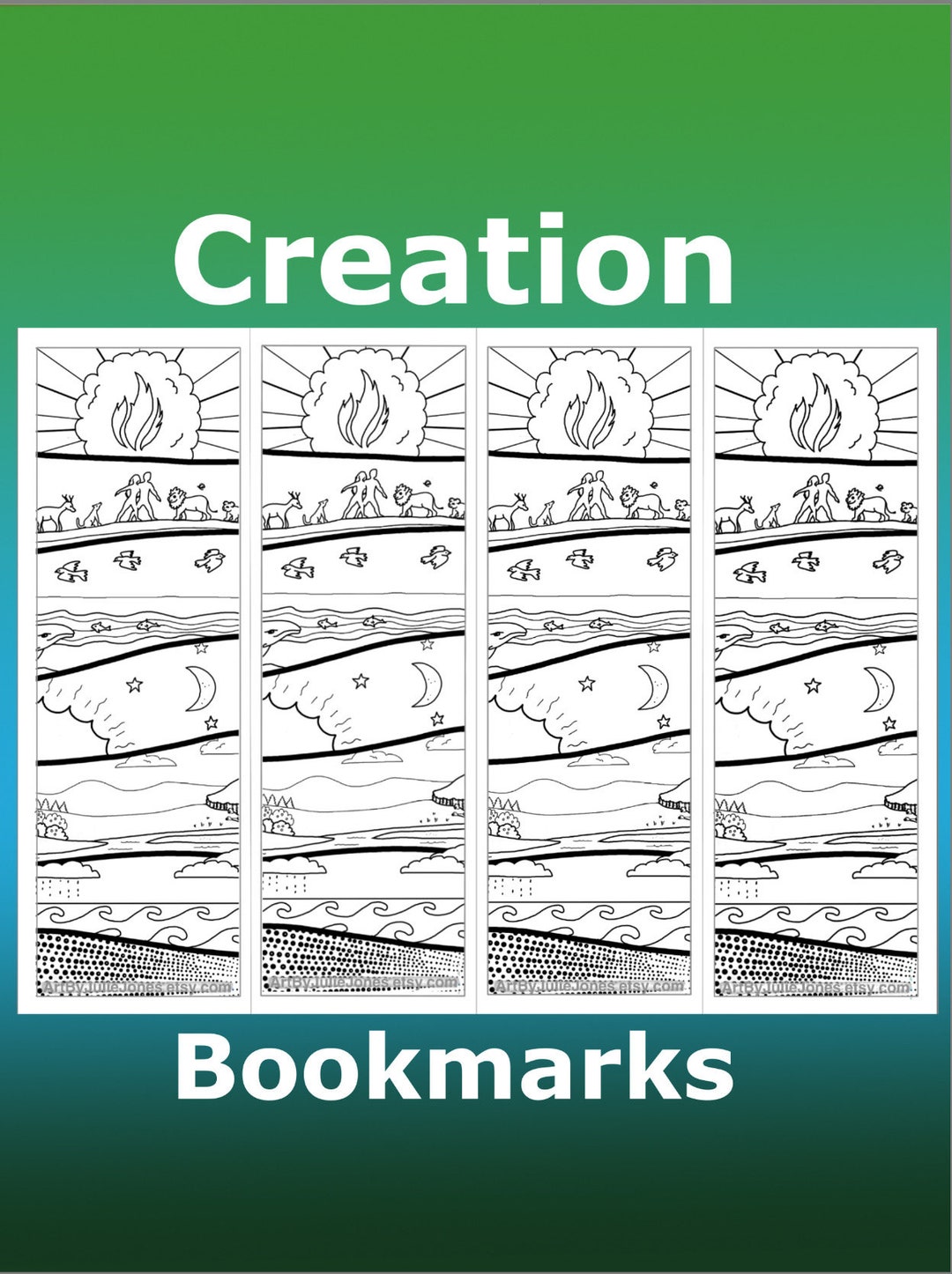 Creation Coloring Bookmarks, 7 Days of Creation, Hostess Gift, Easy ...