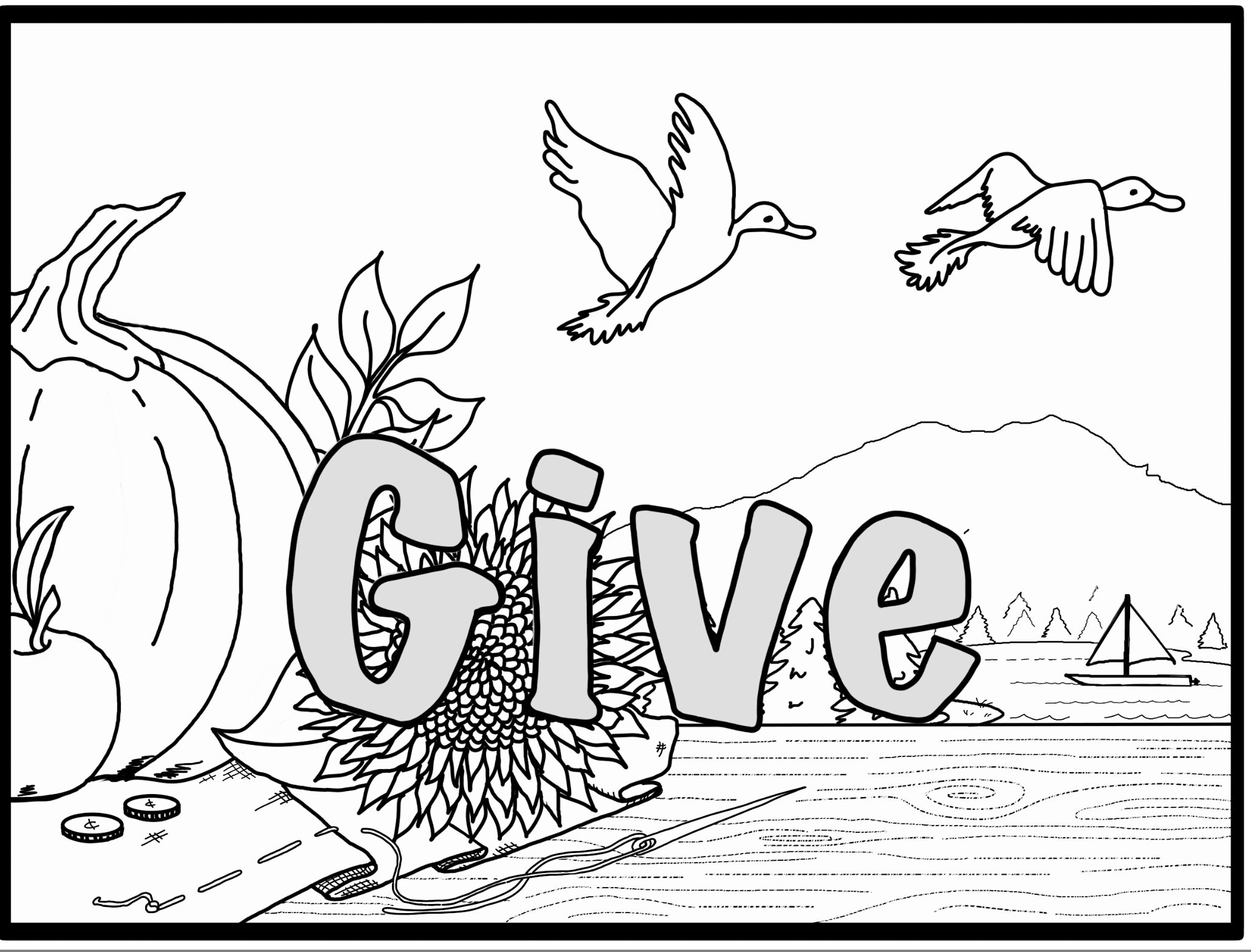 Thanksgiving Coloring Banner or Table Decor, 4 Pg Digital Download ...