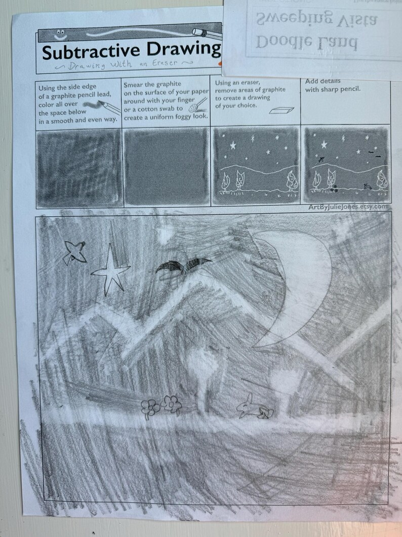 Drawing With an Eraser Art Lesson, Subtractive Technique for Students ...