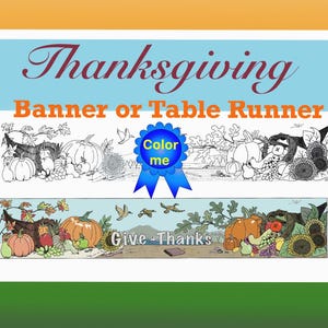 Thanksgiving Coloring Banner or Table Decor, 4 Pg Digital Download ...