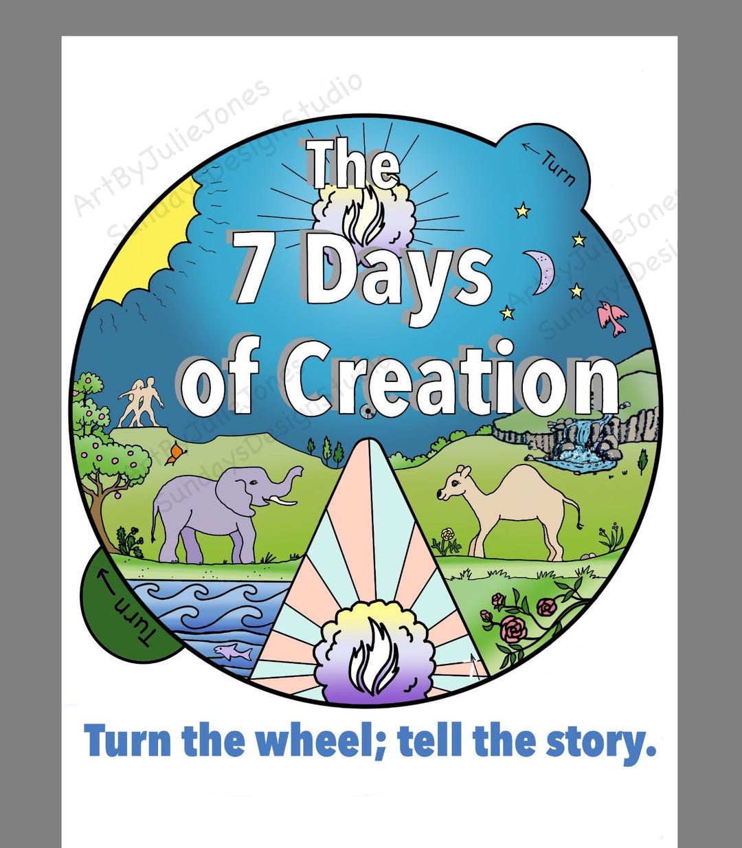 7 Days of Creation Story Wheel: Coloring Activity (4 Pdfs) - Etsy UK