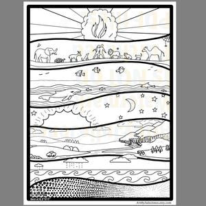Seven Days of Creation Coloring Pages: Sunday School Bible Print (2 ...
