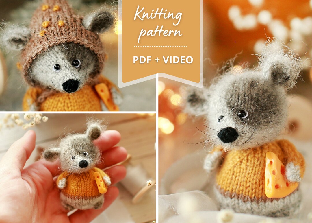 Mouse Knitting Pattern, Amigurumi Mouse, Crochet Mouse Pattern, Plush ...