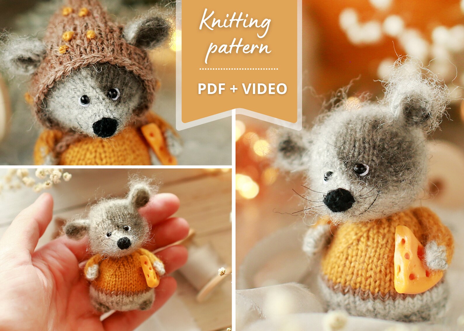 Mouse Knitting Pattern Amigurumi Mouse Crochet Mouse - Etsy