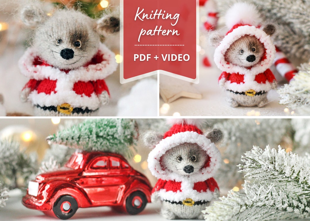 Santa Mouse Knitting Pattern, Amigurumi Mouse, Crochet Mouse Pattern ...