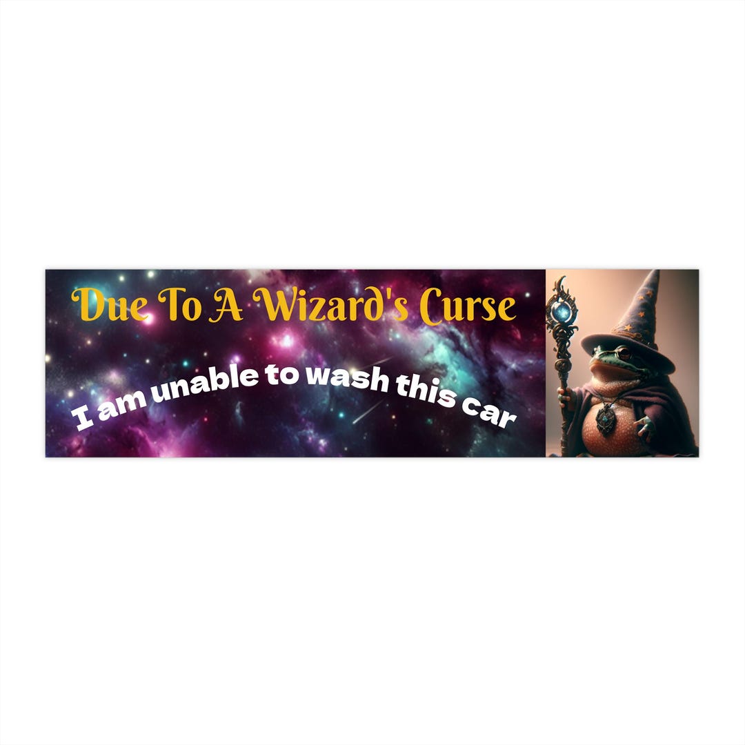 Whimsical Wizard's Curse Bumper Sticker, Funny Car Decal, Magical ...