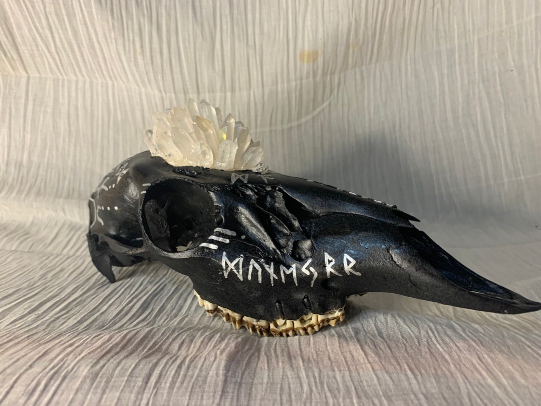 Crystal Deer Skull With Runes | Stags at the World Tree - Etsy