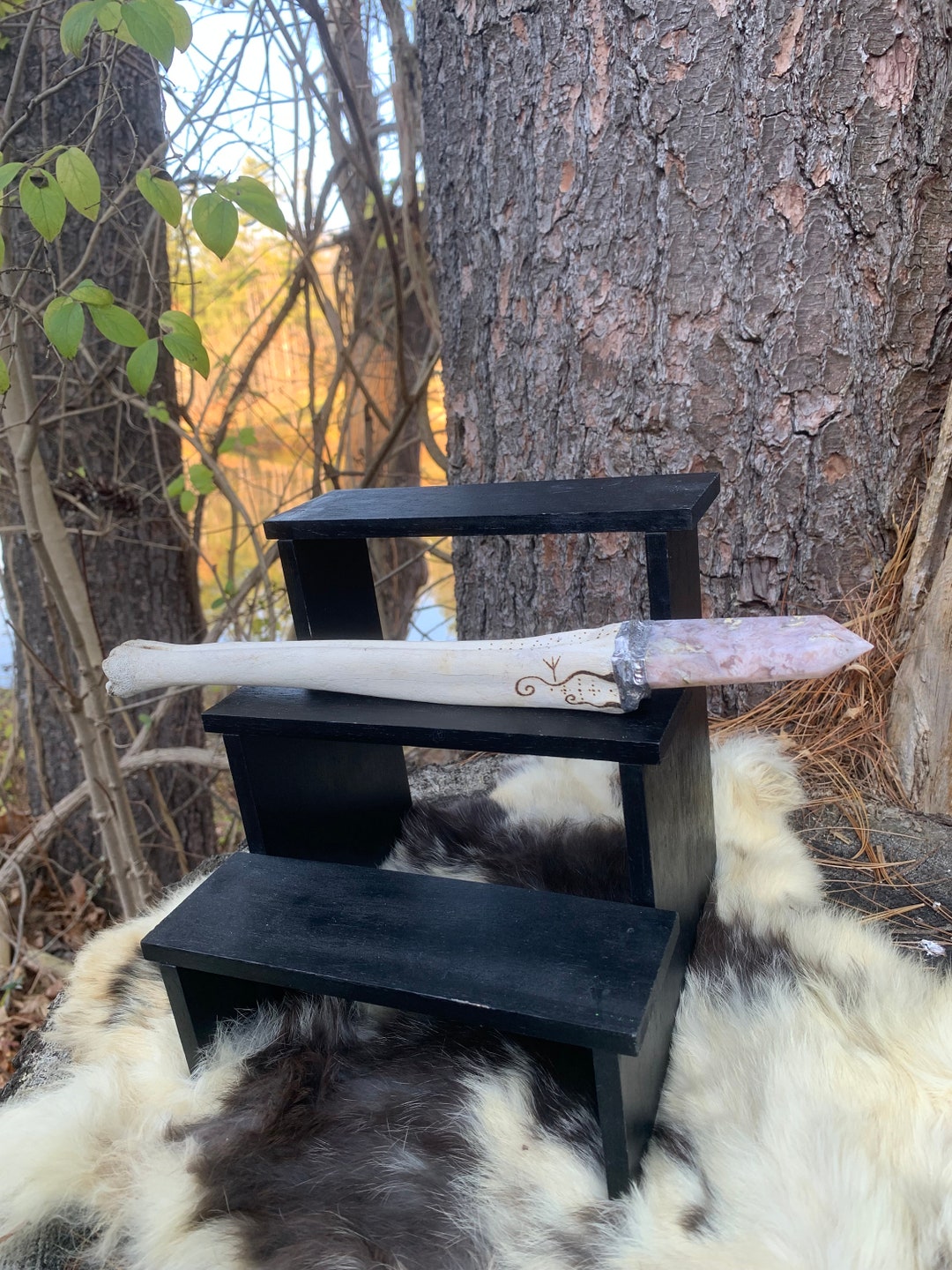 Deer Bone and Crystal Wand With Hand Burned Runes - Etsy
