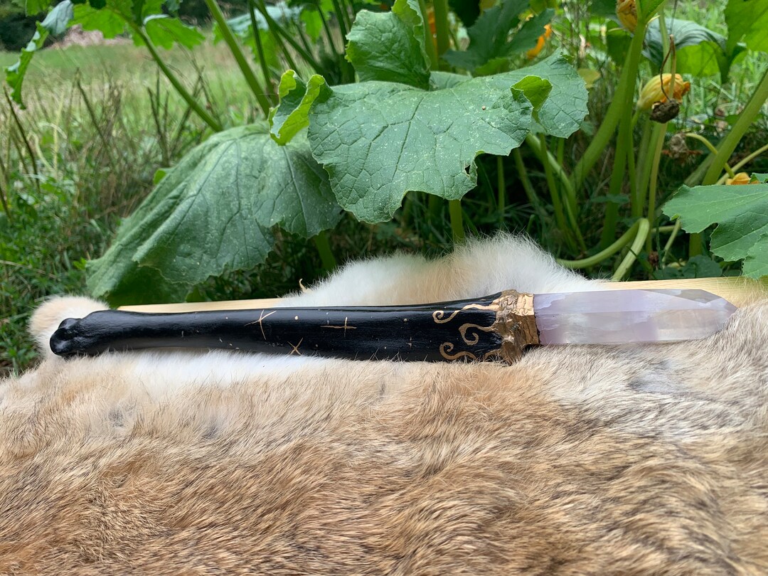 Bone and Crystal Magical Wand | Night Sky | Astrology | Crescent Moon ...