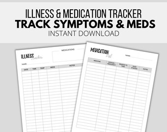 Editable Illness and Medicine Log, Printable Fever & Symptom Tracker ...