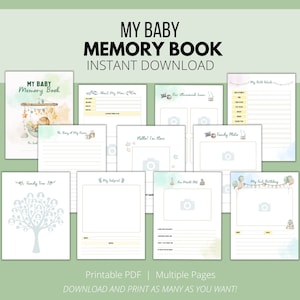 Printable Baby Gender Neutral Memory Book, Baby Journal, Pregnancy ...