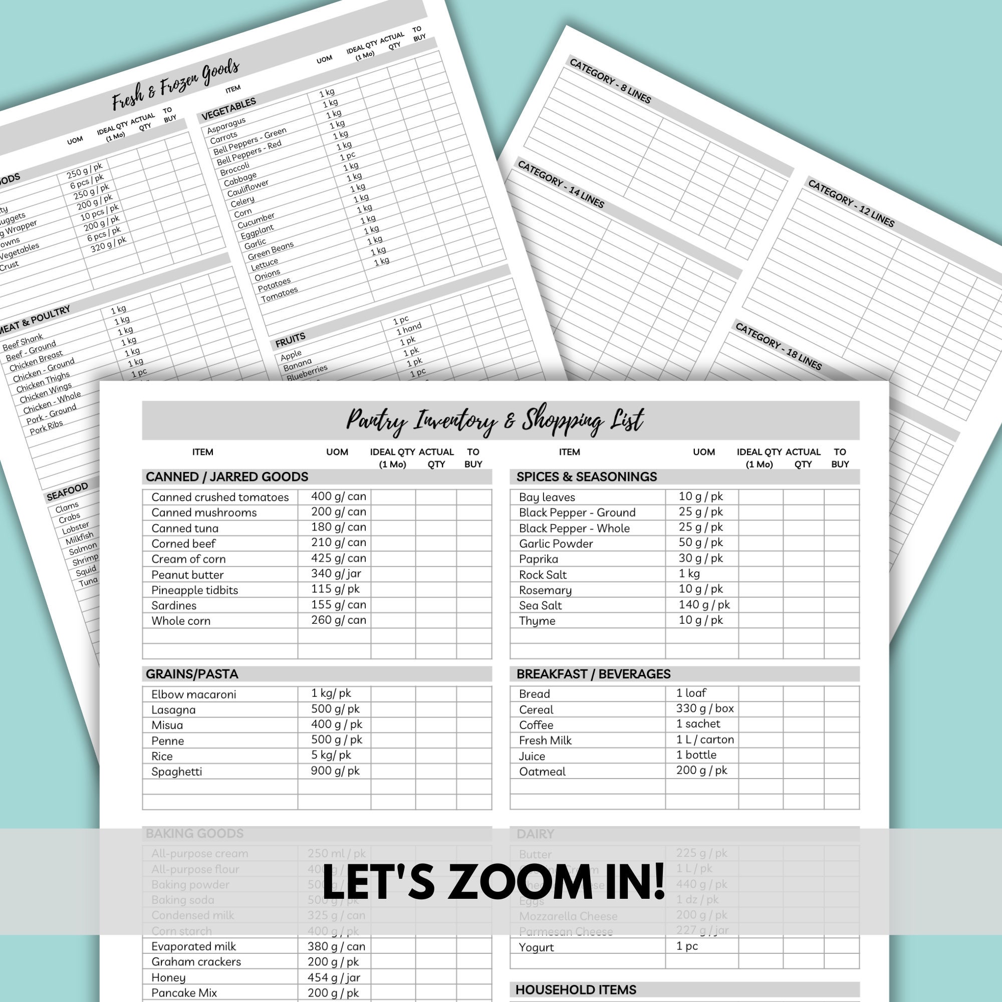Digital Grocery List, Pantry Inventory, Shopping List, Canva Template ...