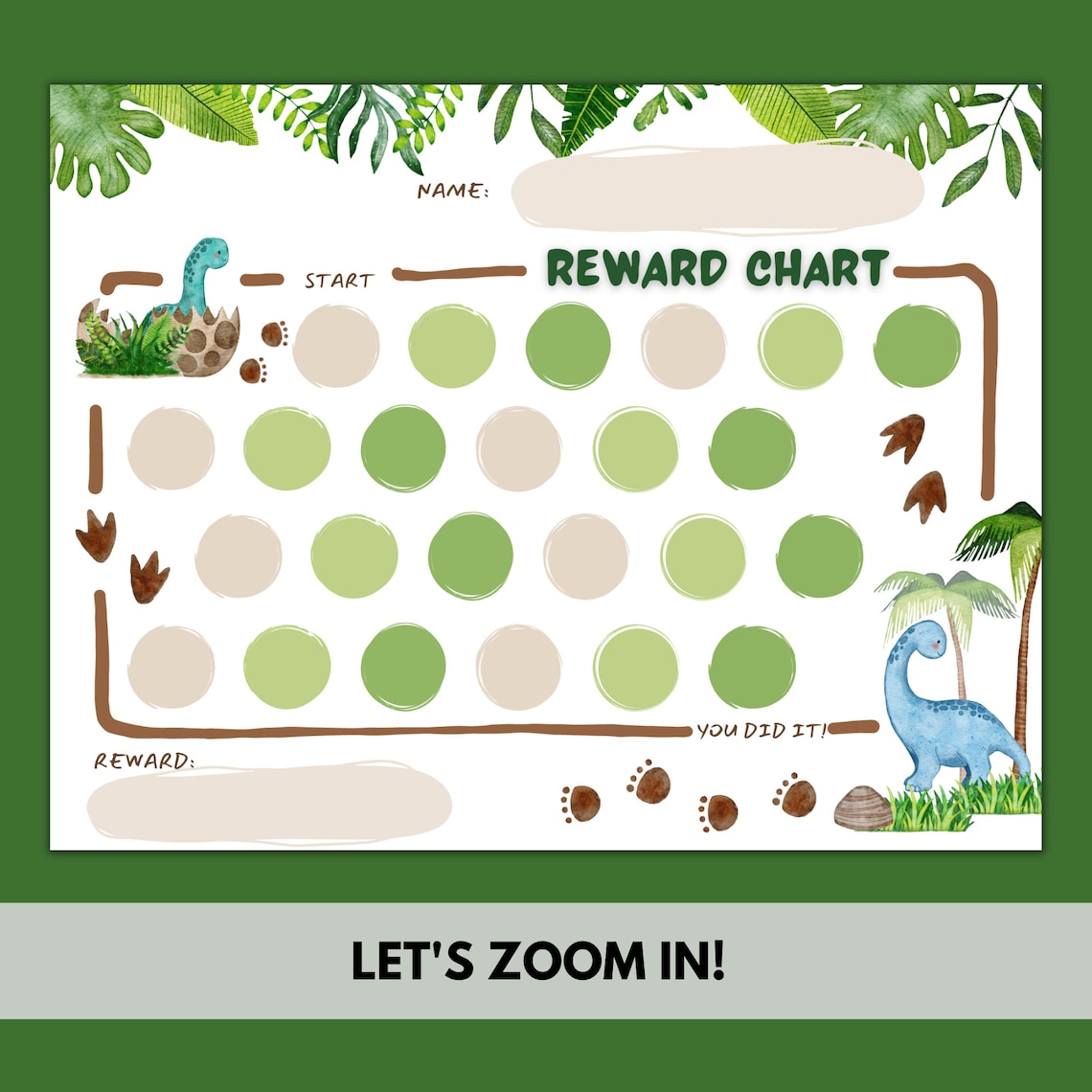 Editable Dinosaur Kids Reward Chart, Instant Download and Editable in ...