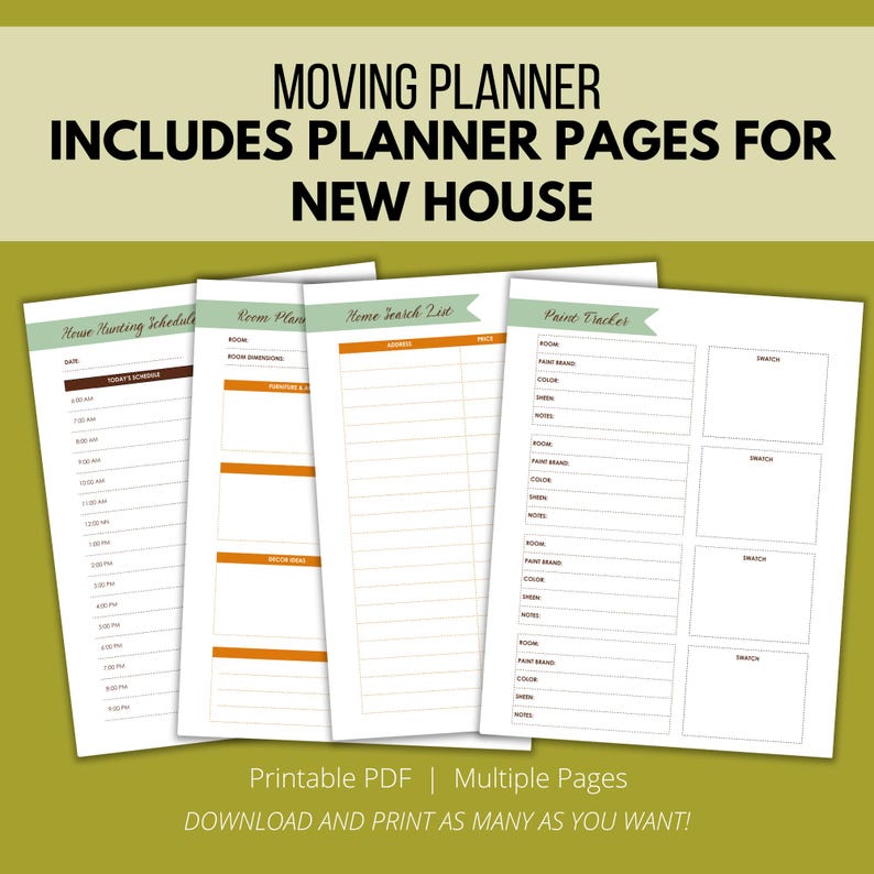 Printable House Relocation Moving Day Planner, Digital Download ...