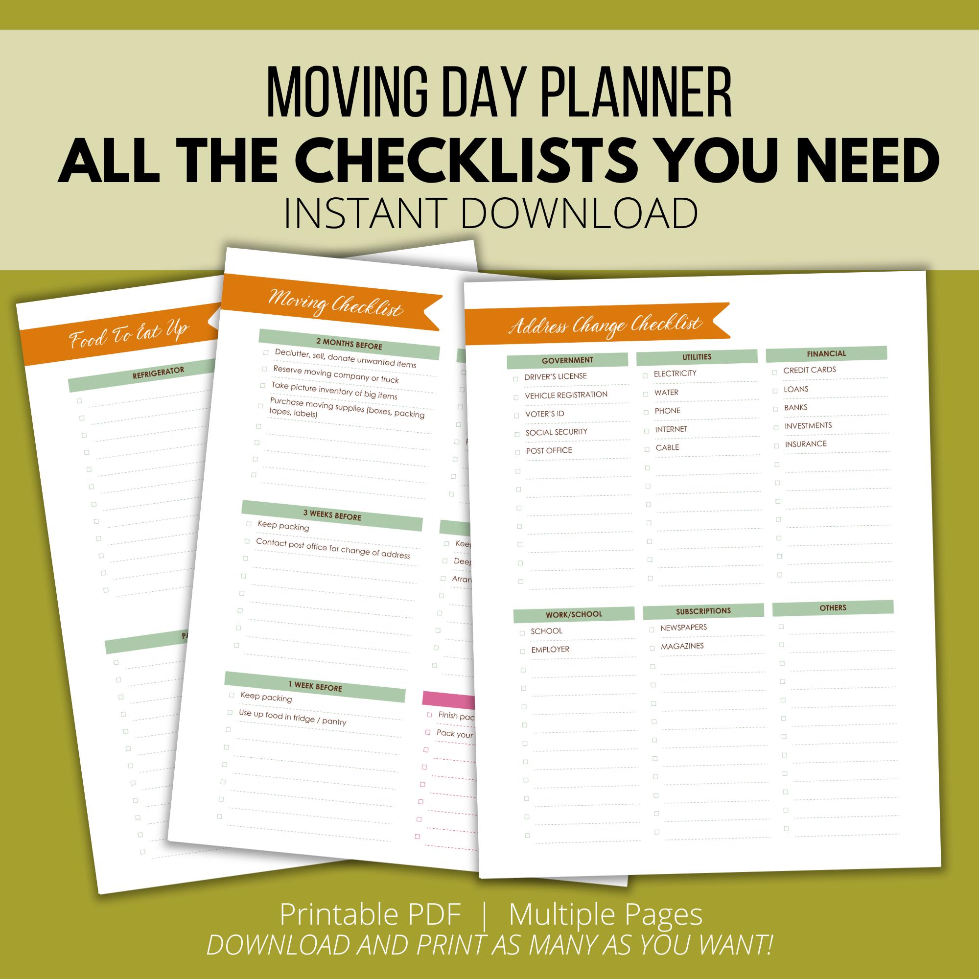 Printable House Relocation Moving Day Planner, Digital Download ...