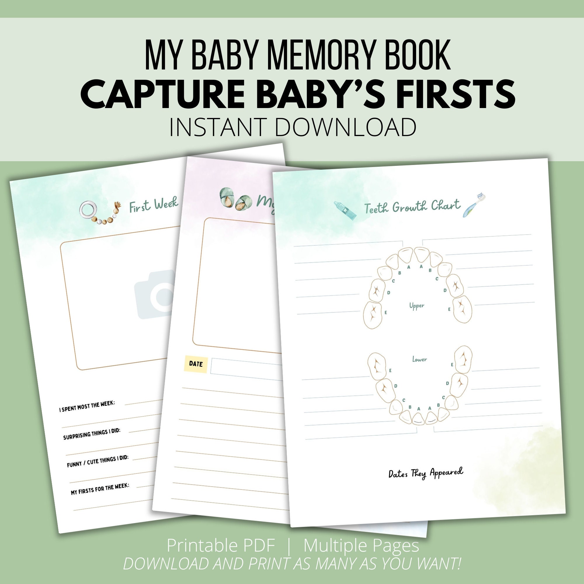 Printable Baby Gender Neutral Memory Book, Baby Journal, Pregnancy ...