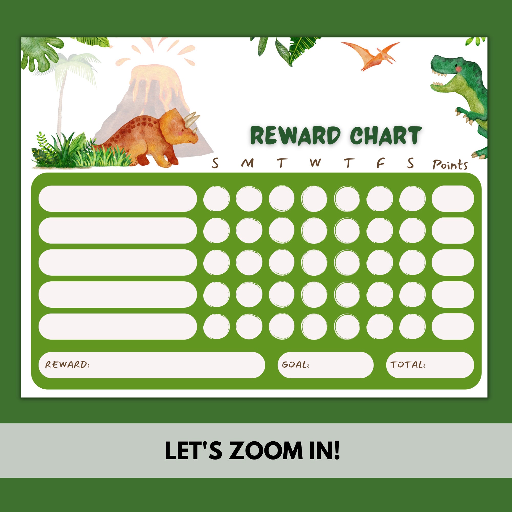 Editable Dinosaur Kids Reward Chart, Instant Download and Editable in ...