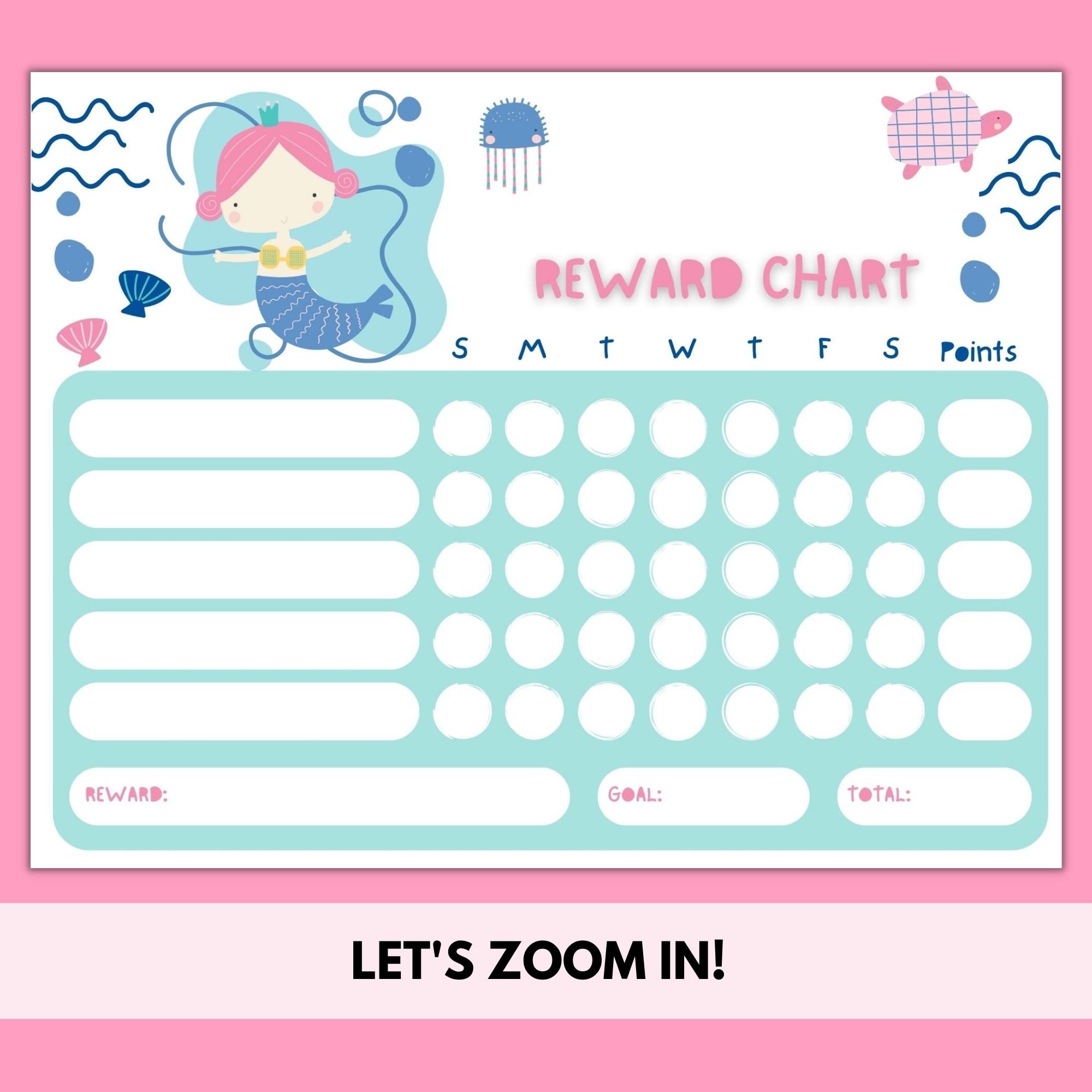 Editable Mermaid Kids Reward Chart, Instant Download and Editable in ...