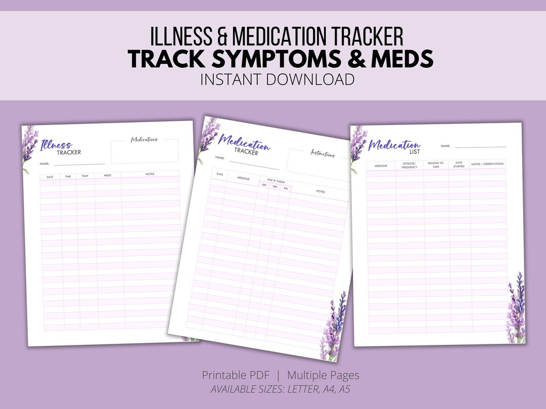 Illness and Medication Tracker Printable | Medication Log for Moms ...