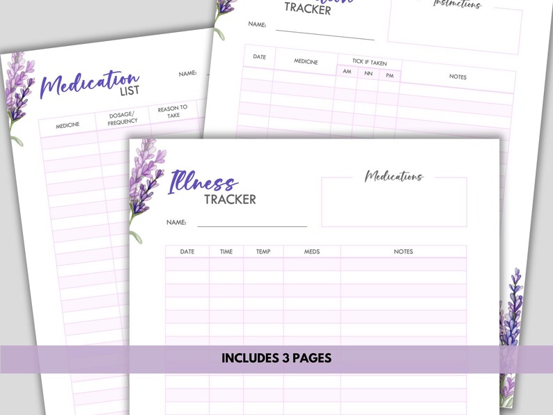 Illness and Medication Tracker Printable | Medication Log for Moms ...