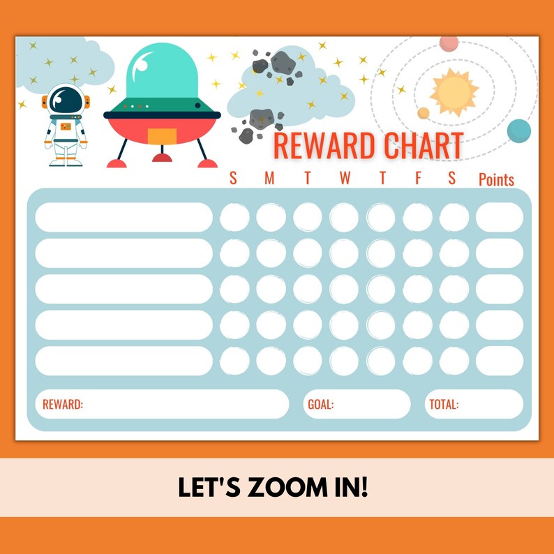 Editable Astronaut Kids Reward Chart, Instant Download and Editable in ...