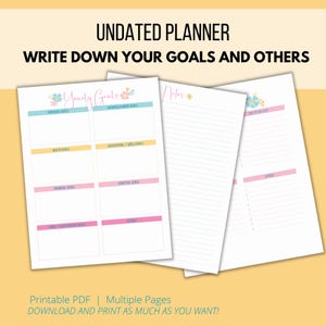 Undated Planner Printable: Yearly, Monthly, Weekly Organizer (digital ...