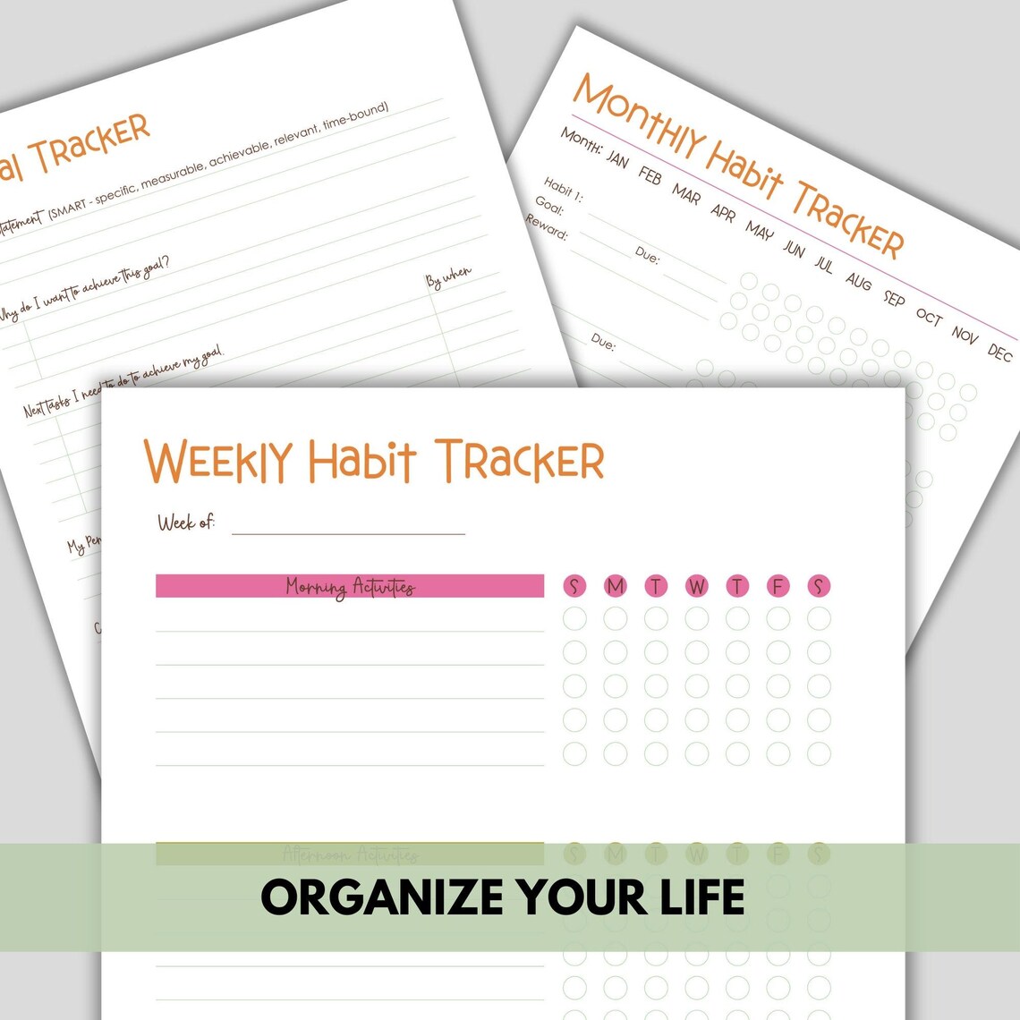 Goal and Habit Tracker Printable | Letter and A4 Size | Stay Organized ...