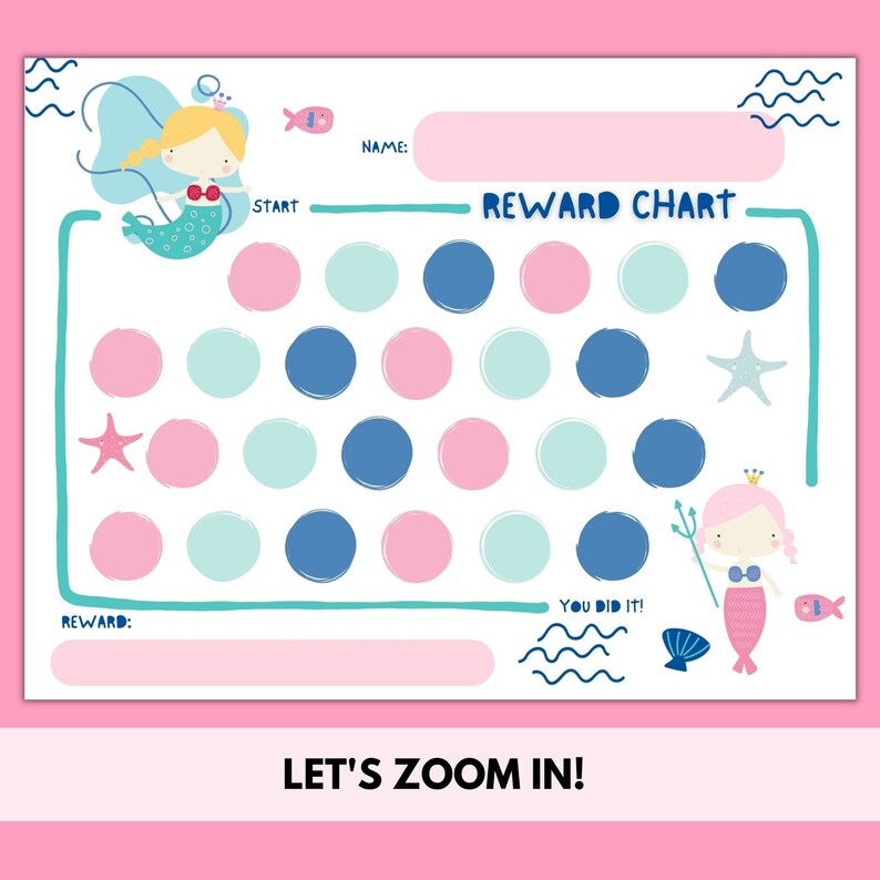 Editable Mermaid Kids Reward Chart, Instant Download and Editable in ...