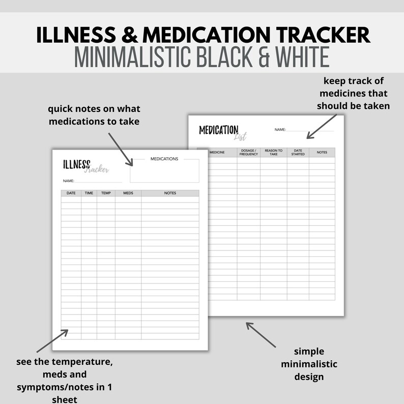 Illness Tracker, Symptom and Temperature Log, Medication Tracker - Etsy
