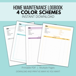 Printable Home Maintenance Logbook | Repairs Tracker | Home Organizer ...