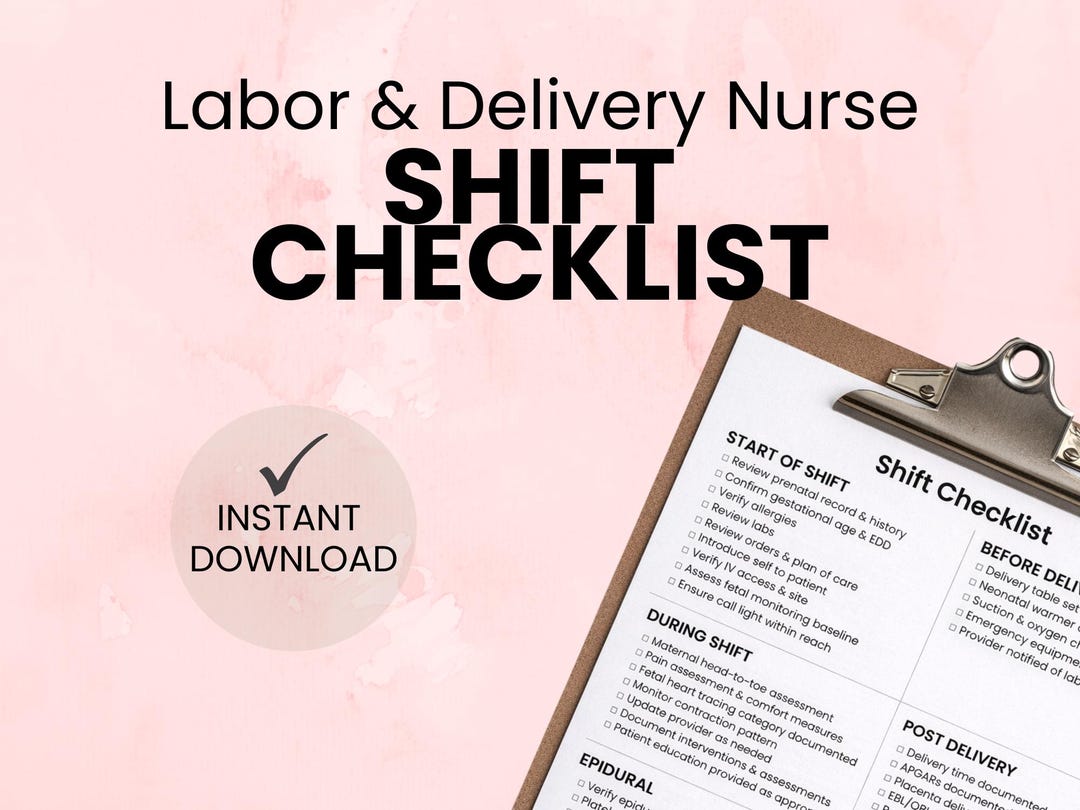 L&D Nurse Shift Checklist | Printable, Editable (digital Download) - Etsy