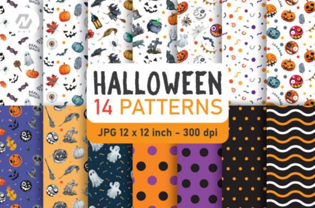 Halloween Digital Paper Pattern Bundle - Etsy