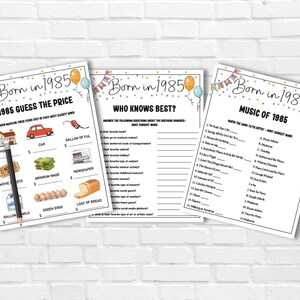 40th Birthday Party Games Bundle | Born in 1985 Games | 40th Birthday ...