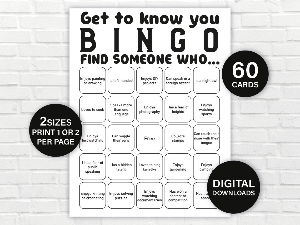 Get to Know You Bingo, Find Someone Who Printable, Icebreaker Game ...