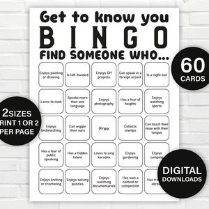 Get to Know You Bingo, Find Someone Who Printable, Icebreaker Game ...