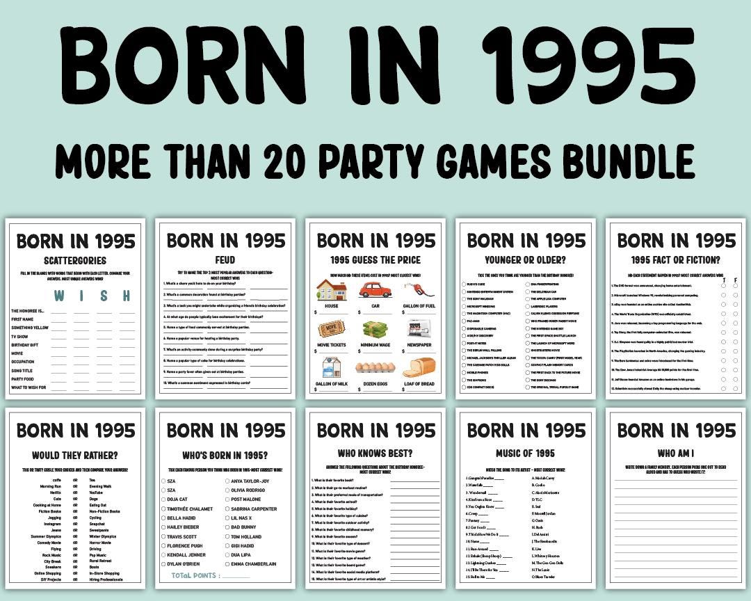 30th Birthday Party Games Bundle | Born in 1995 Games | 30th Birthday ...