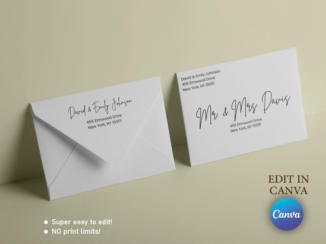 Modern Address Label, DIY Wedding Invitation Envelope Labels, Envelope ...