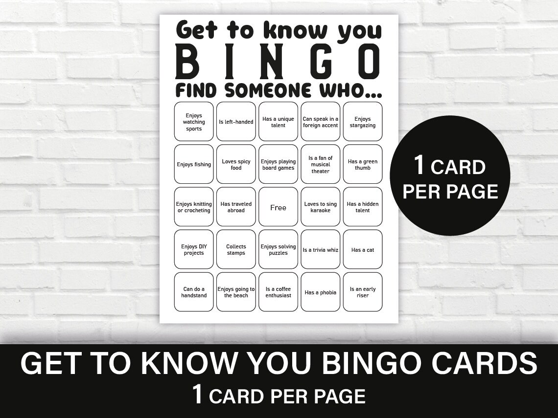 Get to Know You Bingo, Find Someone Who Printable, Icebreaker Game ...