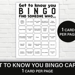 Get to Know You Bingo, Find Someone Who Printable, Icebreaker Game ...