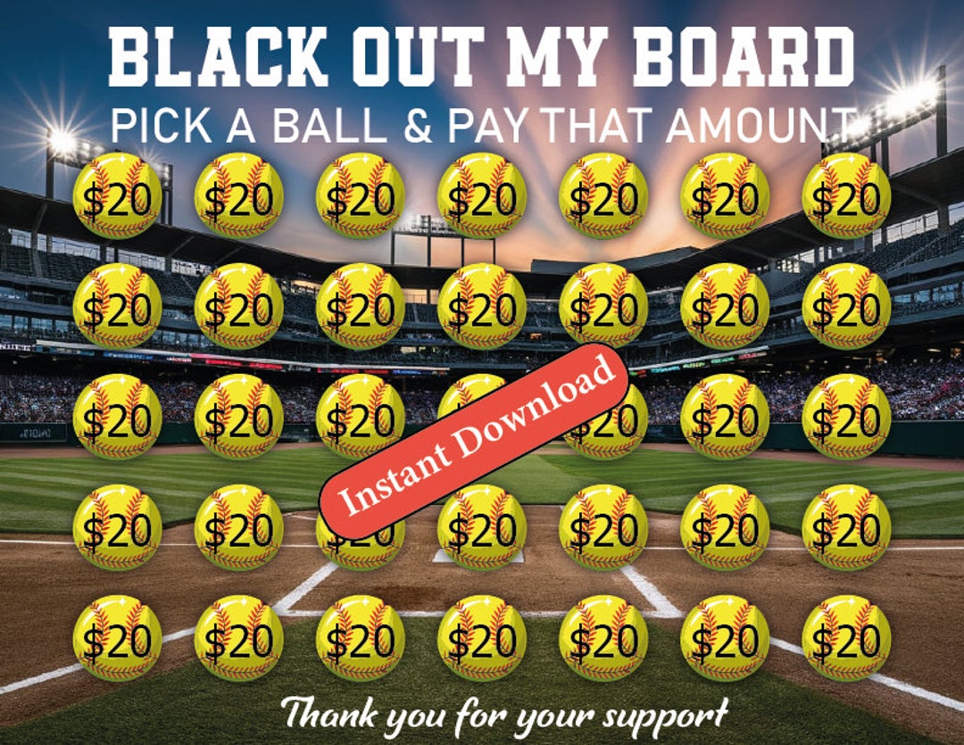 Softball Pick a Date to Donate, Black Out My Board, Softball Fundraiser ...
