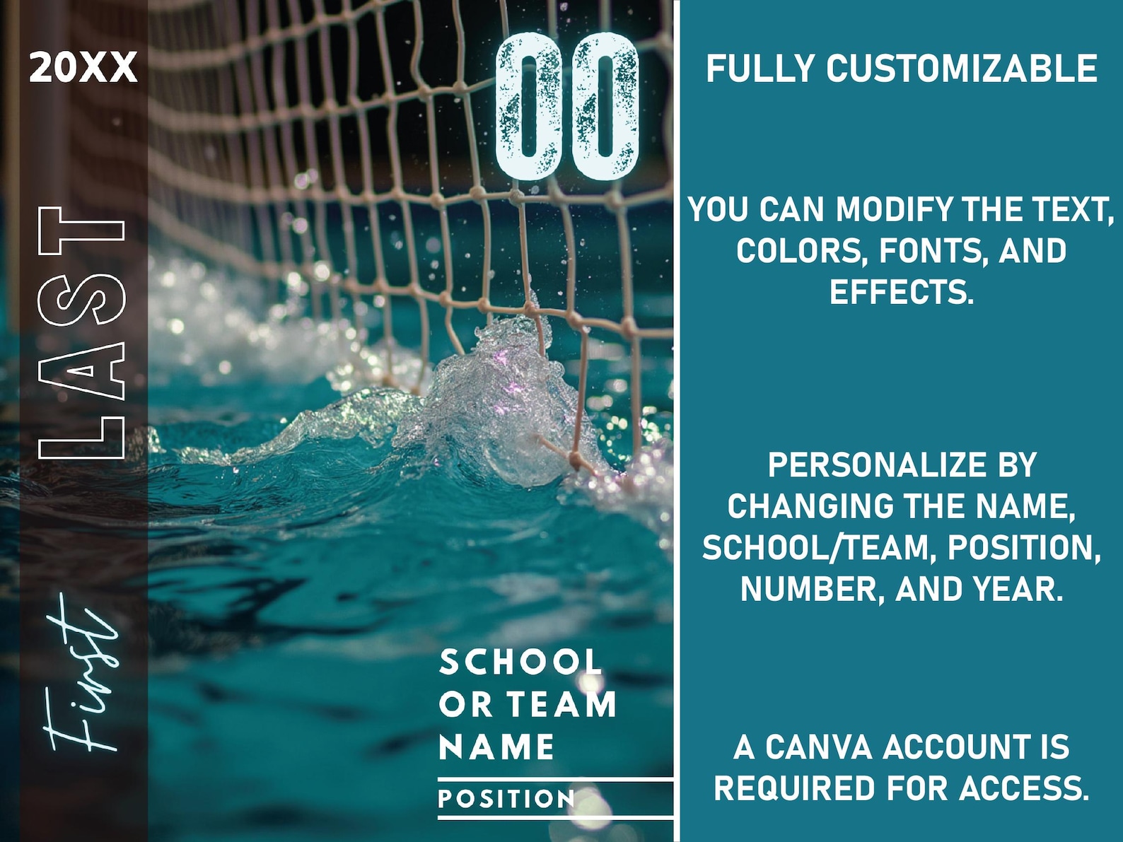 Water Polo Poster Canva Template, Senior Sports Poster, Memory Mate ...