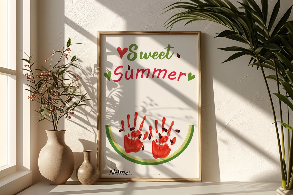 Summer Handprint Art, Summer Handprint Craft, Toddler Watermelon Craft ...
