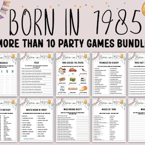 40th Birthday Party Games Bundle | Born in 1985 Games | 40th Birthday ...