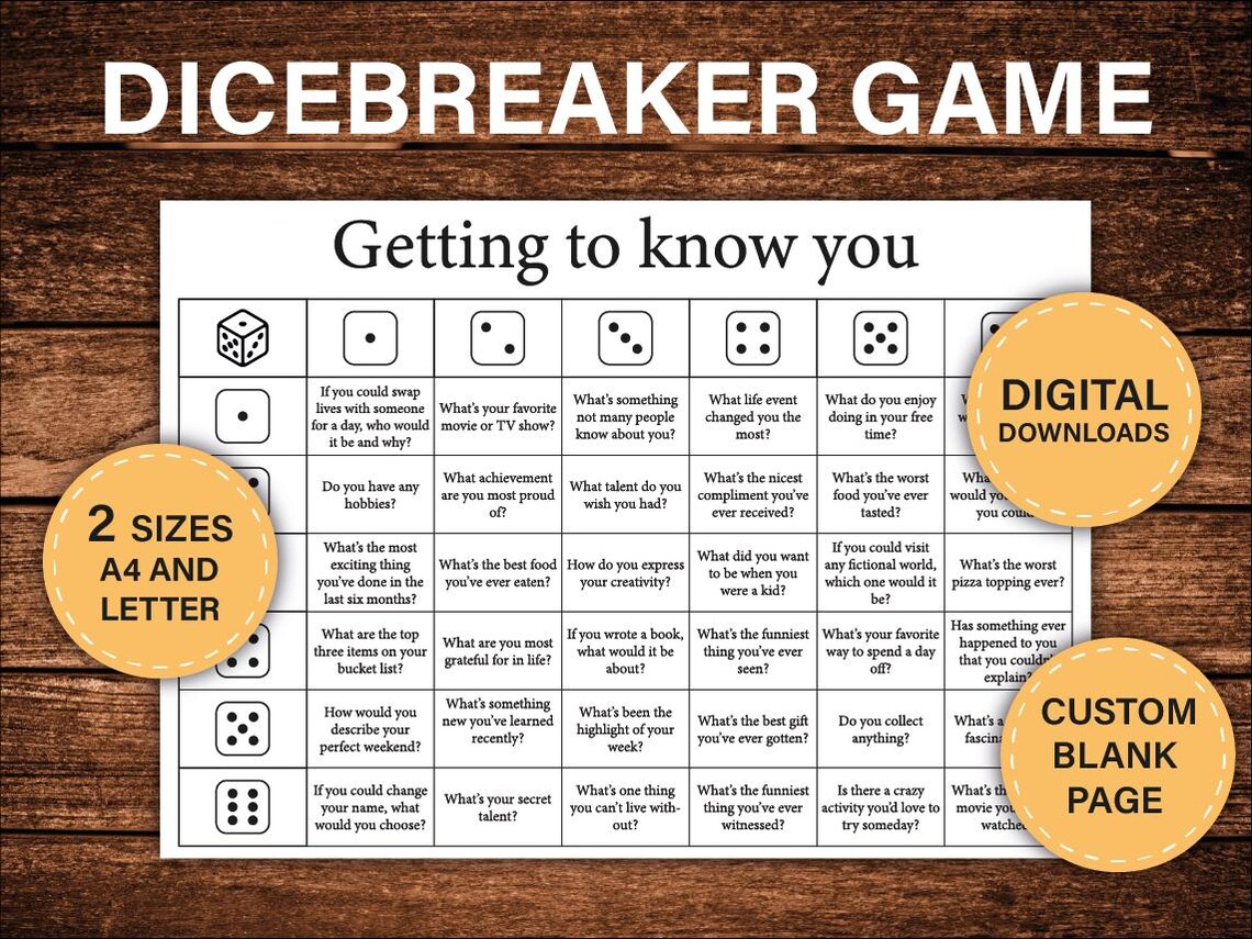 Dicebreaker Game, Roll and Tell Game, Icebreaker Activity for All Ages ...