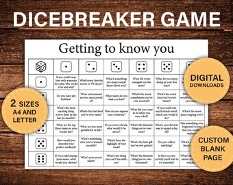 Get to Know You Dice Game, Children Icebreaker Questions, Roll and Tell ...