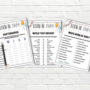 40th Birthday Party Games Bundle Born in 1984 Games 40th Birthday Games ...